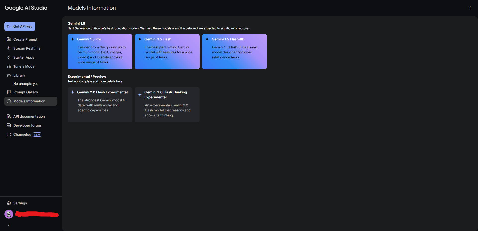 [UNRELEASED] Model List in AI Studio